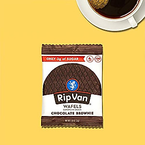 Rip Van Wafels Chocolate Brownie Stroopwafels - Healthy Snacks - Non GMO Snack - Keto Friendly - Office Snacks - Low Sugar (3g) - Low Calorie Snack - 1.16 Ounce (Pack of 12)
