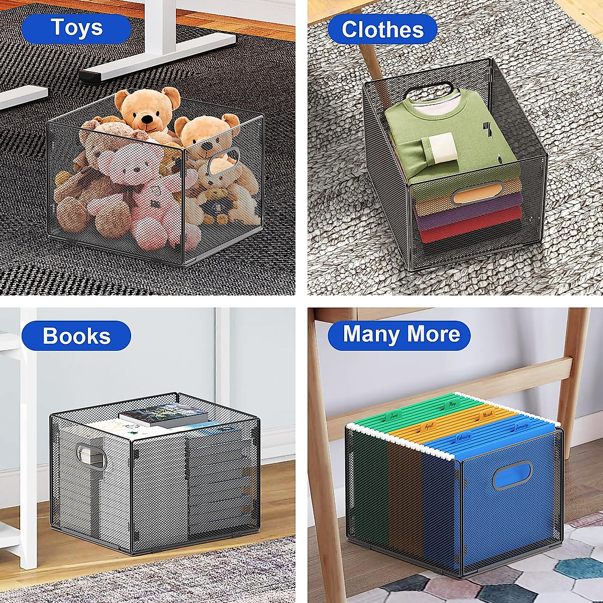 Samstar File Folder Box, Mesh Hanging File Organizer File Crate Folder Bin Holder Storage Box, Letter Size, Black