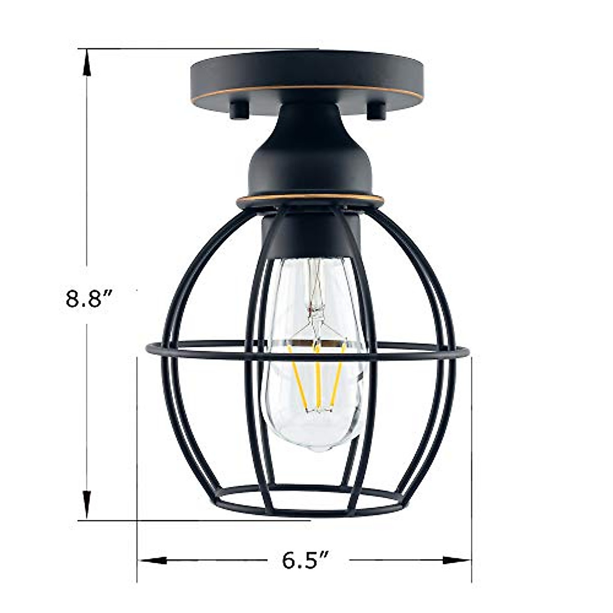 YaoKuem Semi Flush Mount Ceiling Light Fixture, E26 Medium Base, Metal Housing, Bulbs NOT Included, 2-Pack