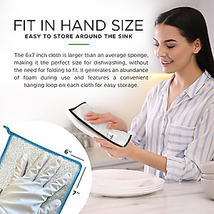 Whiffkitch Bamboo Dishcloths for Kitchen and Multi Surface Cleaning, 6"x7" 6pk Set, Reusable, Washable, Scrub-Non-Scratch, Extra Absorbent, Quick Drying, Eco Friendly Rags, Household Essential Cloths