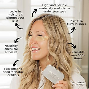 DermaTech Skincare Reusable Under Eye Patches Eco-Friendly Wrinkle Patches with Tin Case | 100% Silicone Reusable Facial Patches | For Puffy Eyes, Dark Circles, Reducing Wrinkles
