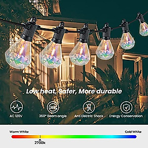 Zuske 50FT Outdoor String Lights LED Patio Lights String with 25Pcs Shatterproof Diamond Bulbs IP65 Waterproof for Outside Porch Christmas Camping Yard Garden Gazebo Bistro Backyard