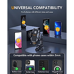 LK Phone Holder for Car,Dashboard Windshield Air Vent Universal 3 in1 Car Phone Holder Mount Compatible for iPhone 14 13 12 11 Pro Max XS X XR 8, Samsung Galaxy S23 S22 S21 S20 All Mobile Smartphone