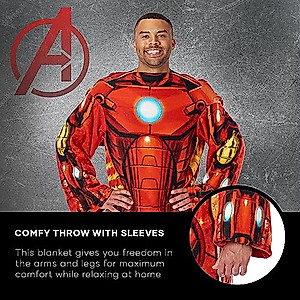 Marvel 1MAR024000002RET 's Iron Man, "Being Iron Man" Adult Comfy Throw Blanket, 48" x 71", Multi Color