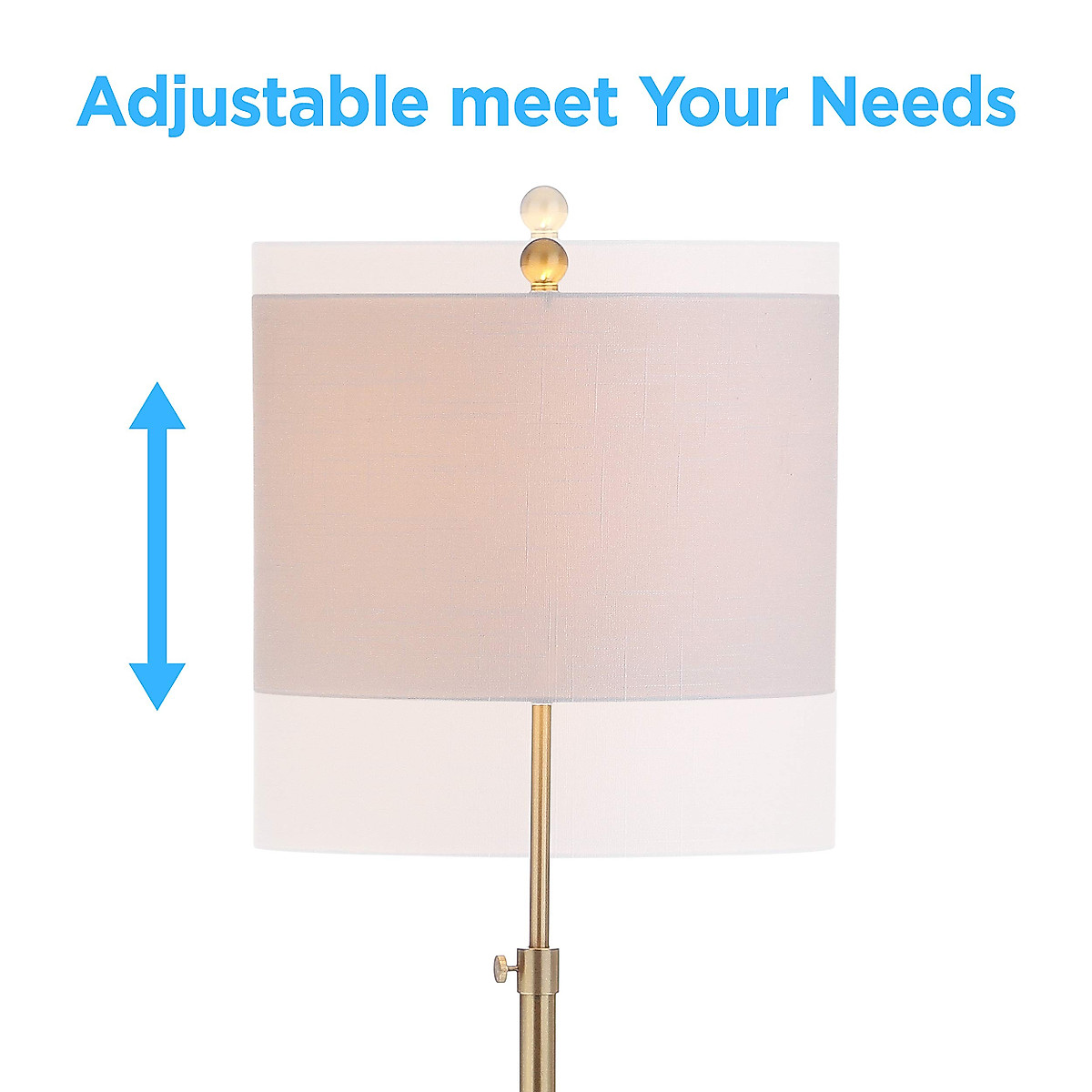 JONATHAN Y JYL3022A June 65" Adjustable Metal/Marble LED Floor Lamp, Modern, Contemporary, Elegant, Glam, Office, Living Room, Family Room, Dining Room, Bedroom, Hallway, Foyer, Brass