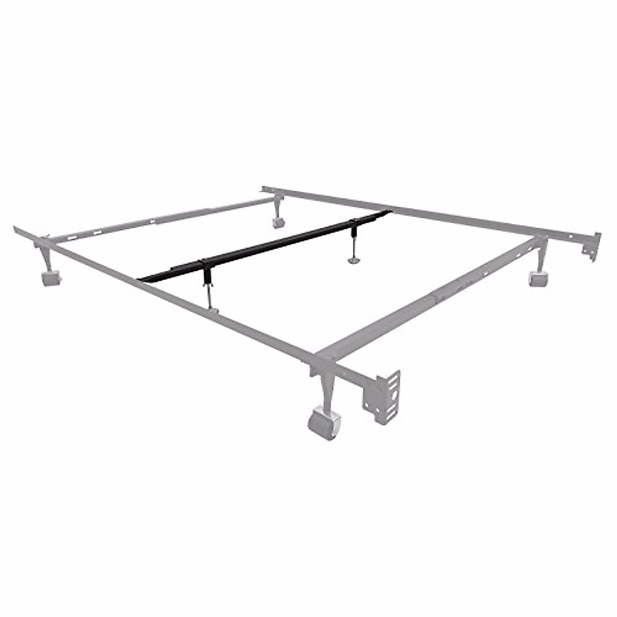 KB Designs - Metal Adjustable Bed Frame Center Support Rail System - Queen/King/Cal King