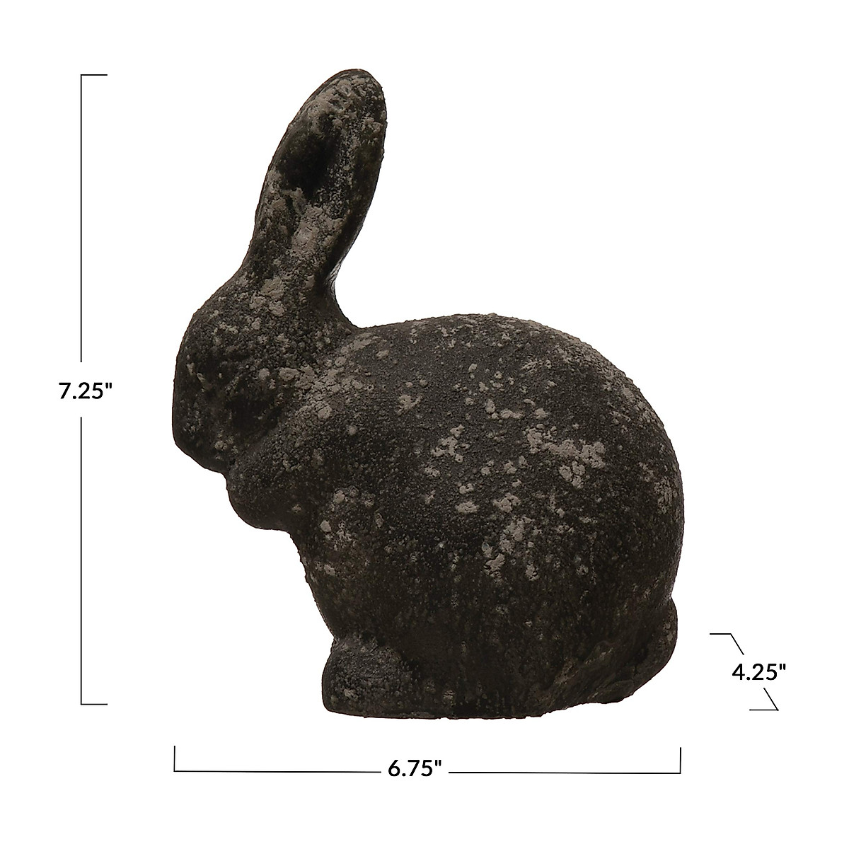 Creative Co-Op Cement Rabbit, Distressed Black Finish Decor