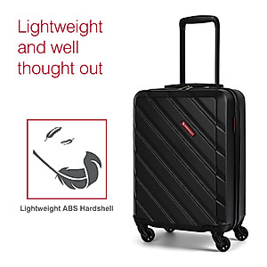 SWISS MOBILITY AHB Collection 3 Piece Hard Shell Luggage Set, Expandable Suitcases with 360-Degree Spinner Wheels, Retractable Handle, 20 Inch Carry On, 24 Inch Mid-size, 28 Inch Large Bags, Black