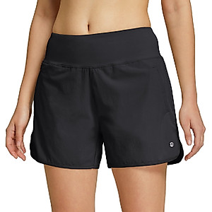 Willit Womens 4" Running Hiking Shorts Athletic Active Shorts with Liner Quick Dry Sports Shorts Zipper Pocket Black M