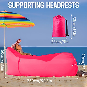 DERJLY Inflatable Lounger Air Sofa: Outdoor Camping Beach Chair - Portable Couch Hammock with Travel Pouch Ground Pegs & 2 Pockets