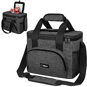 OPUX Insulated Collapsible Soft Cooler 9 Quart | Lunch Bag for Men, Small Travel Cooler for Camping, Family, BBQ, Picnic, Beach, Car, Soft-Sided Leakproof Lunch Box for Work | Fits 16 Cans (Charcoal)