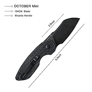 Kizer OCTOBER Mini Pocket Knife Black Micarta Handle, EDC Folding Knife Outdoor Knives 154CM Blade V2569C2