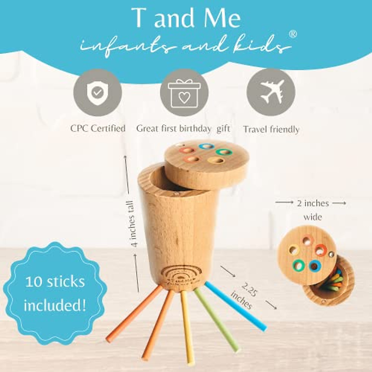 T and Me, Montessori Toddler Toys, Toys for 1-3 Year Old, 1 Year Old Gift, Wooden Toddler Toys, Toddlers Stay Busy, Sensory Toys, Learning Toys for Toddlers, Educational Games, Eco Friendly Bag, 10 PC