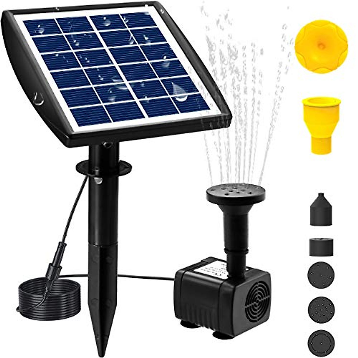 Viajero 3W Solar Fountain Pump for Bird Bath, Upgrade Solar Powered Water Floating Plug-Gable Fountains Kit with 7 Nozzle for Garden, Yard, Fish Tank, Pond, Swimming Pool, Outdoor and Patio