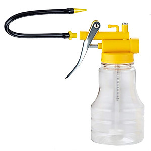 Oil Can Transparent High Pressure Oiler Lubrication Oil Can Bottle Oiling Gun with Rigid & Flex Spout Thumb Pump Tool Oiler