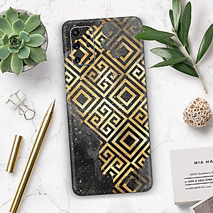 DesignSkinz Karamfila Watercolor & Gold V2 Protective Vinyl Decal Wrap Skin Cover Compatible with The Samsung Galaxy S20 (Screen Trim & Back Glass Skin)