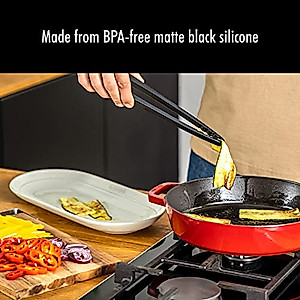 STAUB Tongs, 12.25-inch, Great for Flipping or Turning Foods, Durable BPA-Free Matte Black Silicone, Safe for Nonstick Cooking Surfaces