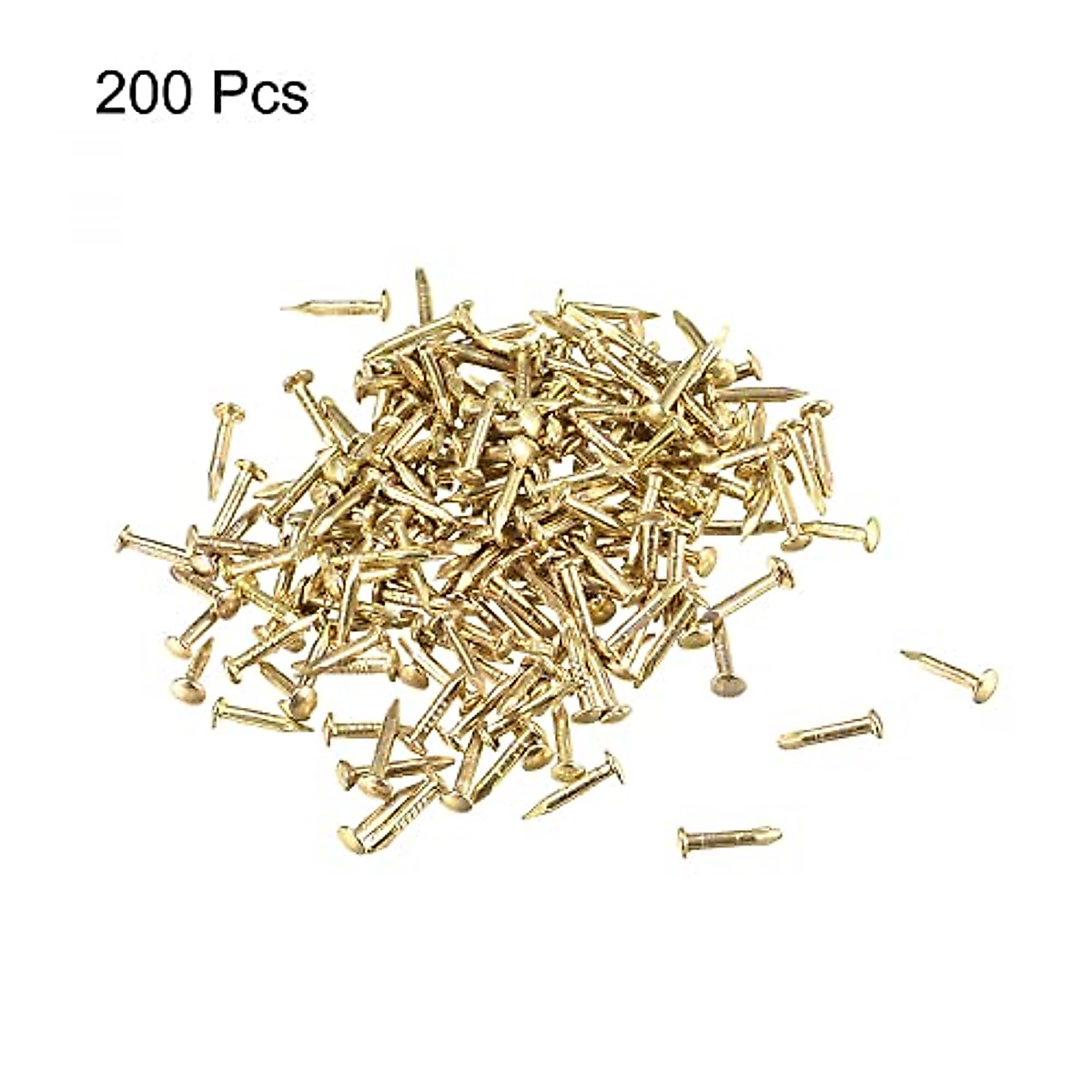 uxcell Small Tiny Nails 1.2x8mm(DXL) for Wooden DIY Decorative Pictures Boxes Household Accessories Brass Tone 200pcs