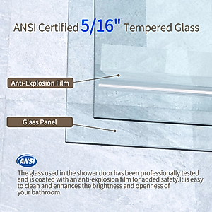 Trumbeak Shower Door 56-60" W x 76" H Frameless Shower Door,Sliding Shower Door with 5/16"(8mm) Clear Tempered Glass,Glass Shower Door w/Seal Strip Parts and Handle,Stainless Steel Hardware,Silvery