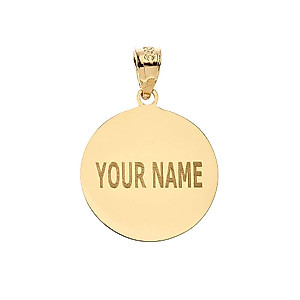 Sports Charm Certified 14k Yellow Gold Personalized Baseball/Softball Pendant with Your Name and Number