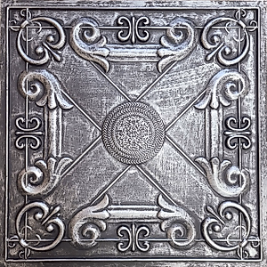 TD22 Faux Tin Ceiling Tile in Vintage Tin. Box of 10 2'X2' decorative tiles, covers 40 sq.ft. Easy to install PVC panels. Gorgeous antique look ceiling. Great for Glue up/Drop in installation.