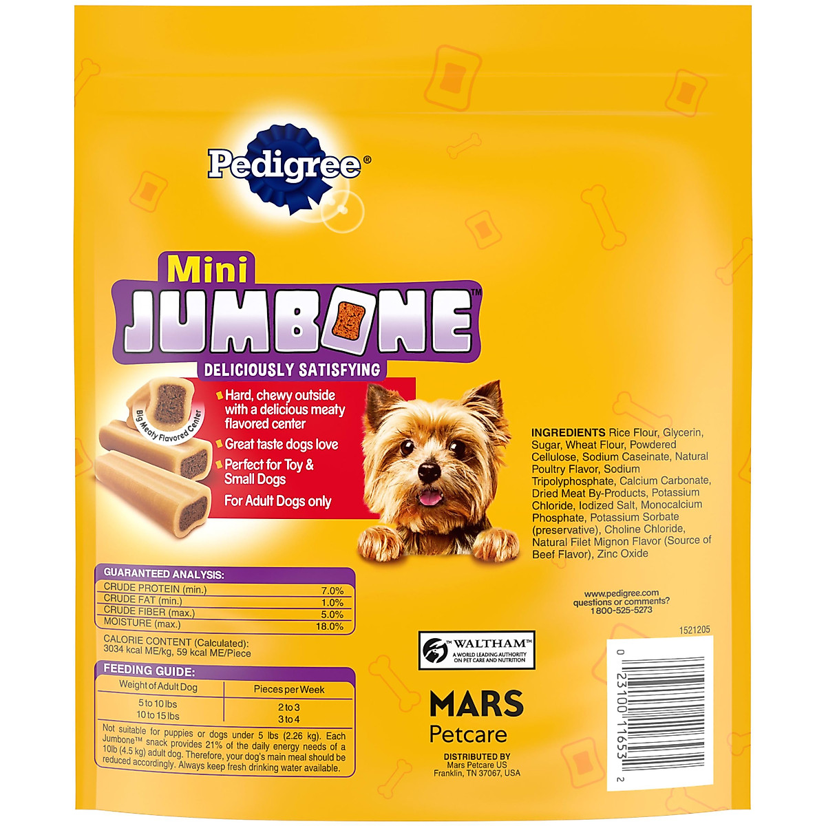 GYCO Mini Jumbone Real Beef Flavor Dental Treats for Dogs, 21 oz Pouch. A Long-Lasting Dog Bone That is Specially Designed for Treating Toy Dogs and Small Adult Dogs.