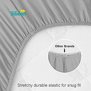 Bassinet Mattress Pad Cover(21" x 35"), Fit for Milliard, Miclassic, Besrey, Bellababy, AMKE 3 in 1 and Dream on me Bassinet, 2 Pack, Waterproof Quilted Ultra Soft Bamboo Sleep Surface, Grey