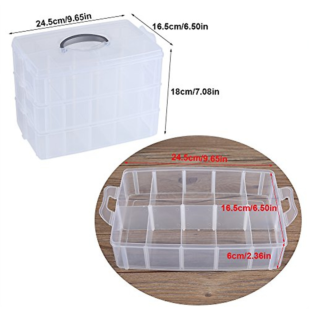 OLEQE Transparent storage box, clear plastic jewelry bead storage box container process organizer case tools'