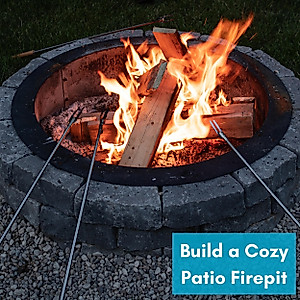 BIRDROCK HOME 30 Inch Inner Fire Pit Ring for The Outdoors - Heavy Duty Metal - 36 Inch Outer - Durable Solid Iron - Home Fire Pits - Lightweight - Above or Below Ground - Round - Black