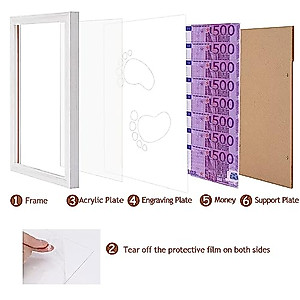 Tarklanda Money Gift Picture Frame,Wooden Money Frame Creative Kids Feet Money Gift Frame,A5 Wood Frame Money Gift Idea for Baby Shower Girls Boys Friends Family Photo Frame 6.7x9.0 inch (feet)