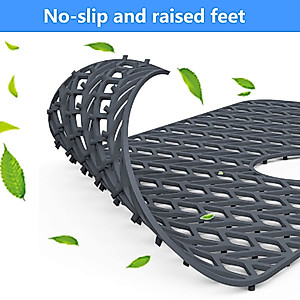 Silicone Sink Mat 26”x14”, JIUBAR sink protectors for kitchen sink,silicone sink mat,Sink Mat Grid for Bottom of Farmhouse Stainless Steel Porcelain Sink with Rear Drain.(Grey)