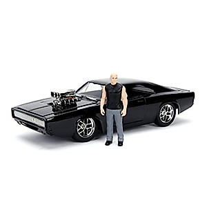 Jada Toys Fast & Furious Dom & Dodge Charger R/T, 1:24 Scale Build n' Collect Die-Cast Model Kit with 2.75" Die-Cast Figure, Black