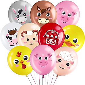 Censen 45 Pcs Animal Balloons 12 Inch Animal Latex Balloons Party Decoration for Kids Birthday Party Baby Shower Indoor Outdoor Decor (Multi Colors,Farm Animal)