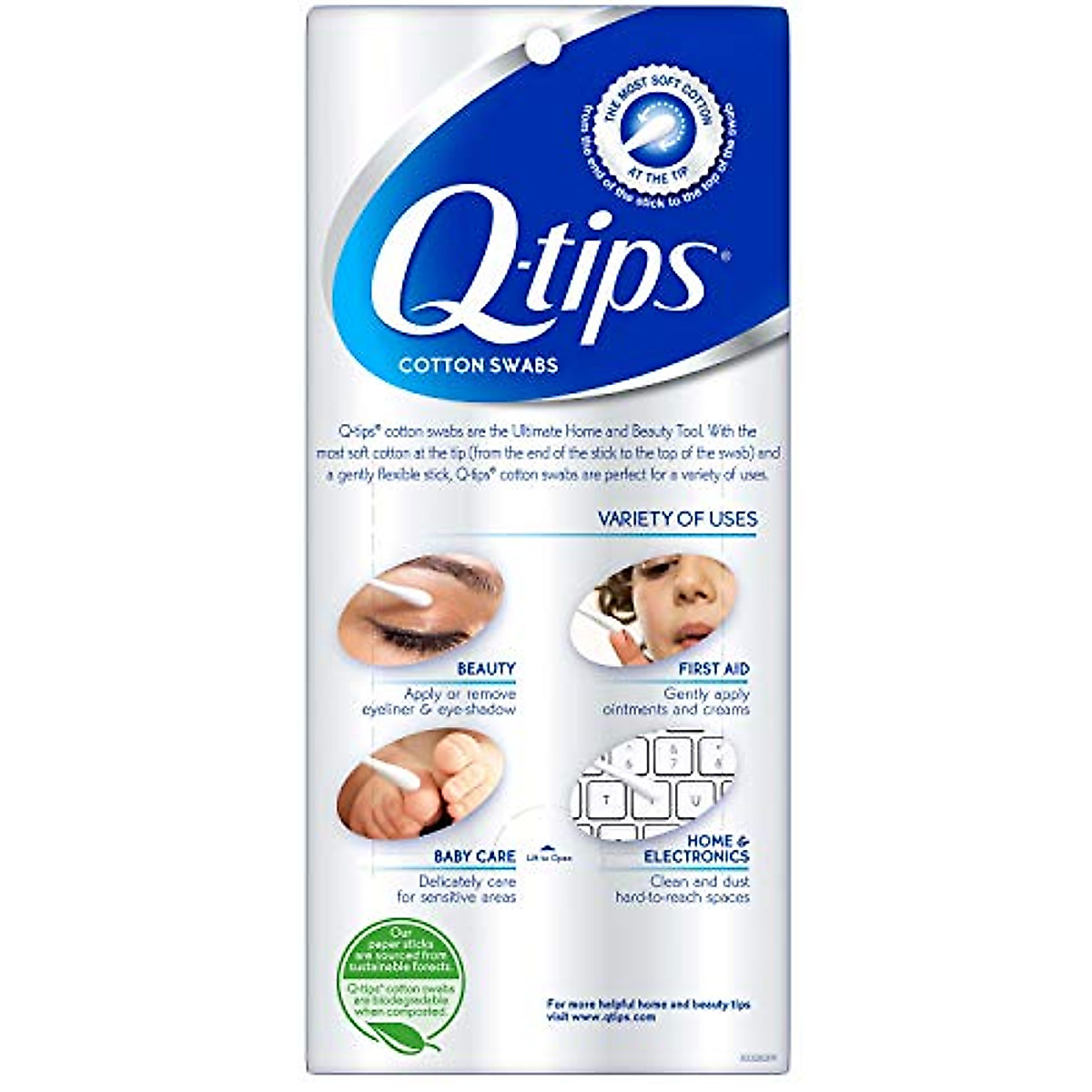 Q-tips Cotton Swabs For Hygiene and Beauty Care Original Cotton Swab Made With 100% Cotton 750 Count