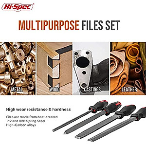 Hi-Spec 18 Piece Metal Hand & Needle Files Tool Set Kit. Large & Small Mini T12 Carbon Steel Diamond Flat, Half, Round, Triangle Files for DIY, Wood and Crafts. Complete in a Zipper Case with Brushes