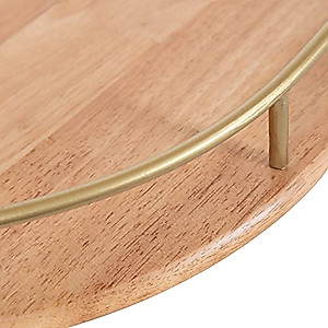 Kate and Laurel Camryn Boho Half Moon Wall Shelf Set, Set of 2, Natural Wood and Gold, Decorative Bohemian Half Circle Shelf for Household Storage and Boho Decor