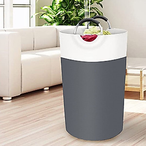 Foldable Laundry Basket,Household Large Capacity Aluminum Handle Storage Round Storage Bucket Dirty Clothes Hamper Washing Bin Clothes Bag (B)