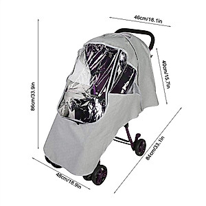 Universal Stroller Rain Cover Stroller Weather , Clear Stroller Weather Waterproof Windproof Baby Pram Pushchair Accessories(Universal-Light Grey)