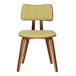 Armen Living Jaguar Dining Chair in Green Fabric and Walnut Wood Finish 20D x 18W x 29H in