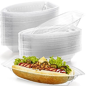 ZEAYEA 120 Pack Banana Split Boat Plate, 12 oz Disposable Plastic Food Boats, Food Grade Ice Cream Sundae Serving Bowls for Snack, Salad, Chip, Dessert Bowls for Party, Restaurants, Home