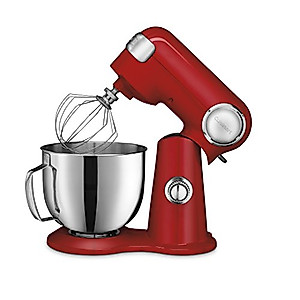 Cuisinart Stand Mixer, 12 Speed, 5.5 Quart Stainless Steel Bowl, Chef’s Whisk, Mixing Paddle, Dough Hook, Splash Guard w/ Pour Spout, Ruby Red, SM-50R, Manual