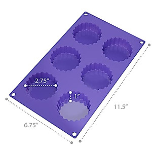 Bakerpan Silicone 2 3/4 Inch Round Tart Mold, Mini Cakes, Desserts, 6 Cavities Pan - Set of 2