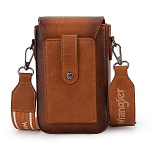 Wrangler Mini Crossbody Bags for Women Cell Phone Purse Crossbody Western Cellphone Wallet Bag with Credit Card Slots WG118-204LBR