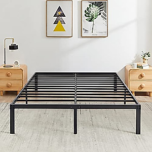 VECELO 14" Full Metal Platform Bed Frame,Heavy Duty Steel Slat/Easy Assembly Mattress Foundation/No Box Spring Needed