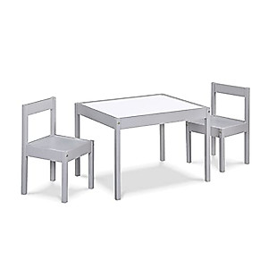 Olive & Opie Gibson 3-Piece Dry Erase Kids Table & Chair Set, Gray