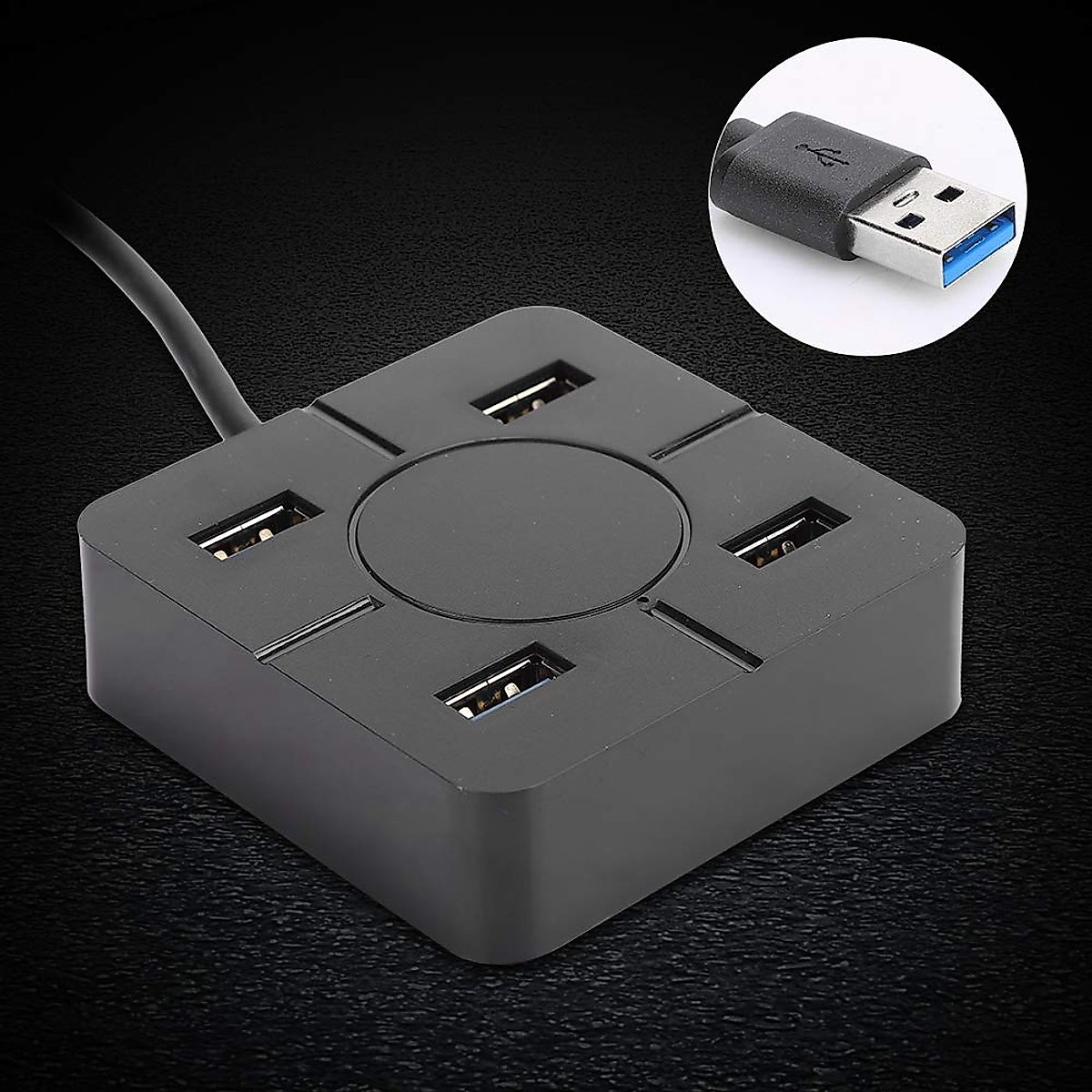 Docking Station, Black USB Hub, Hub, USB3.0 High Speed Transmission for Keyboard U Disk for Mouse Card Reader(Black)