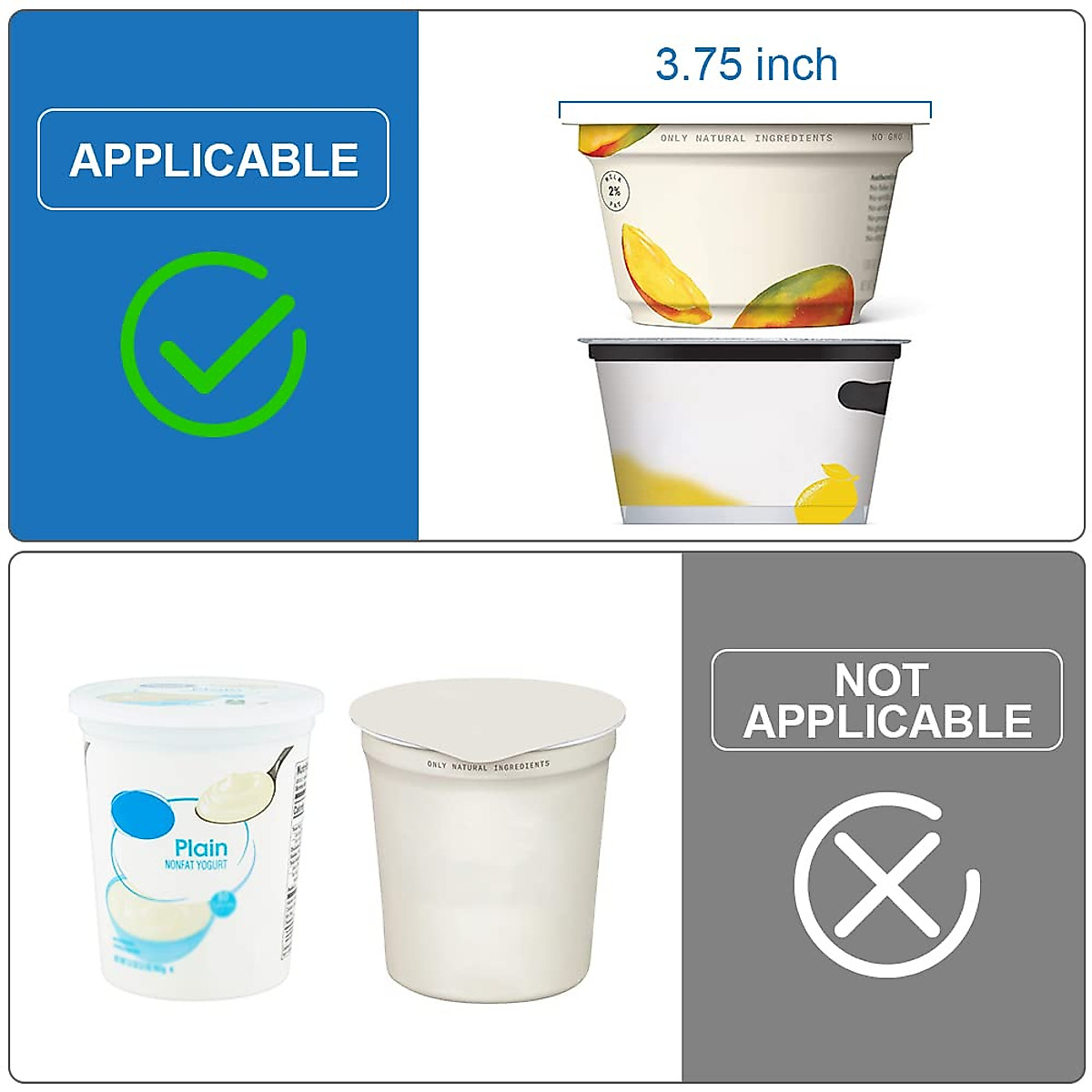 Sophico Yogurt Organizer for Fridge, 4 Capacity Yogurt Sliders for Refrigerator, Yogurt Holder with Adhesive Tapes for 3.75 Inch Yogurt, Greek and Vegan Yogurt (Transparent,2 Pack)