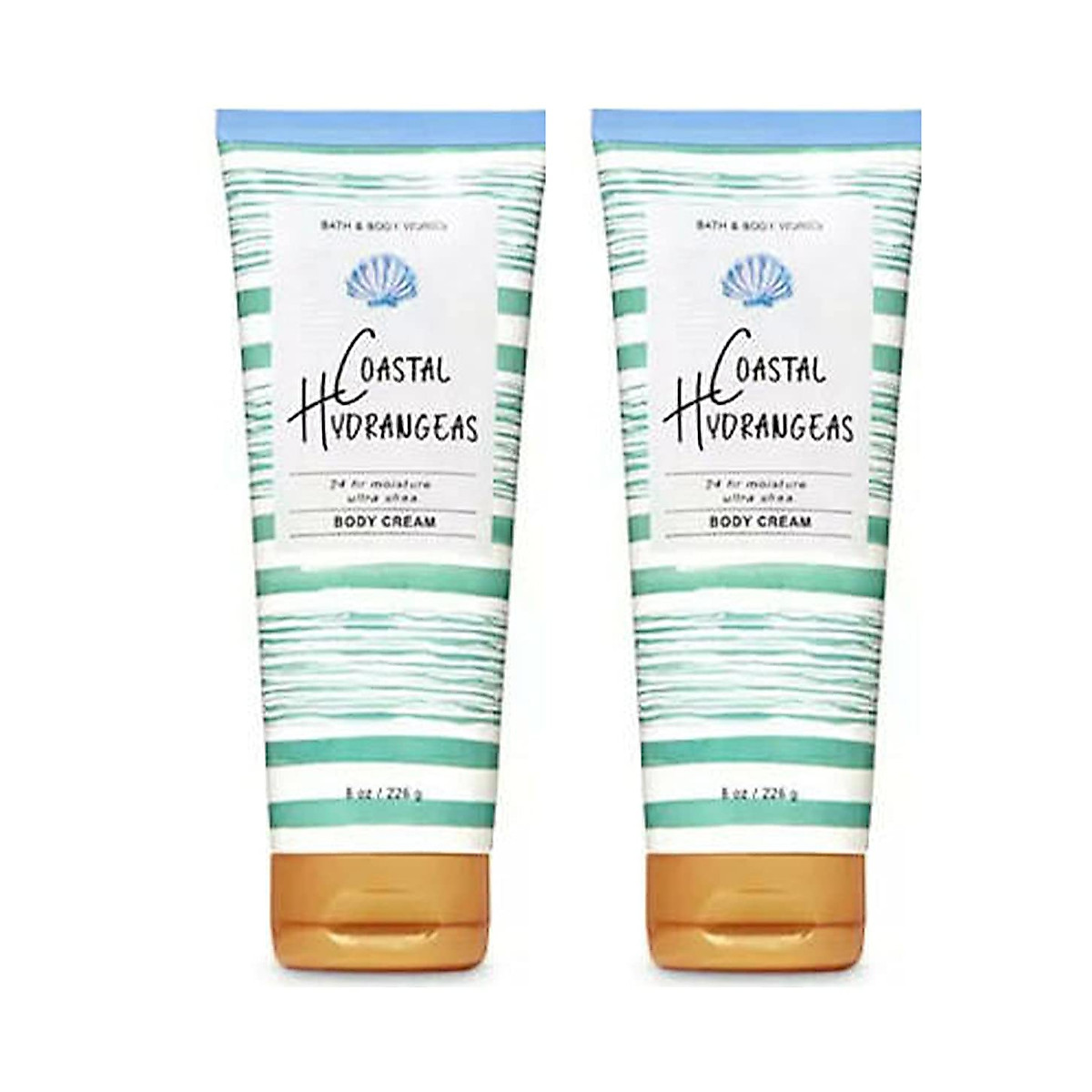 Bath and Body Works Coastal Hudrangeas 2 Pack Ultra Shea Body Cream 8 Oz. (Coastal Hudrangeas)