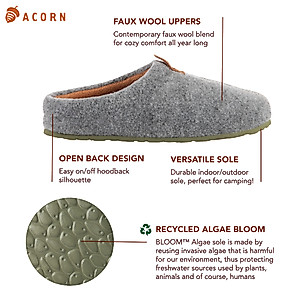 Acorn womens Algae-infused Recycled Parker Hoodback Slipper, Ash, 9.5-10.5 US