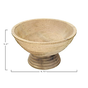 Creative Co-Op Rattan Display Boxes with Glass Top (Set of 2 Sizes) and Mango Wood Footed Bowl